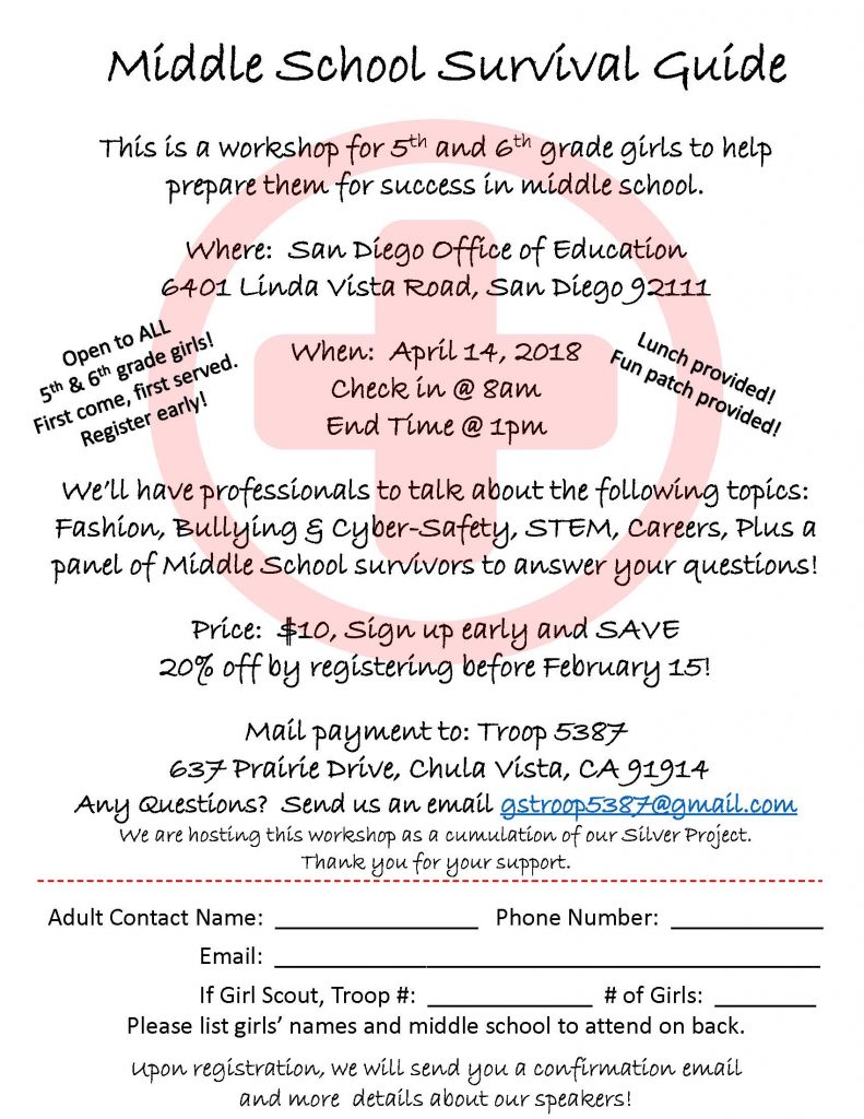 Middle School Survival Guide | Sunny Trails Girl Scout Service Unit