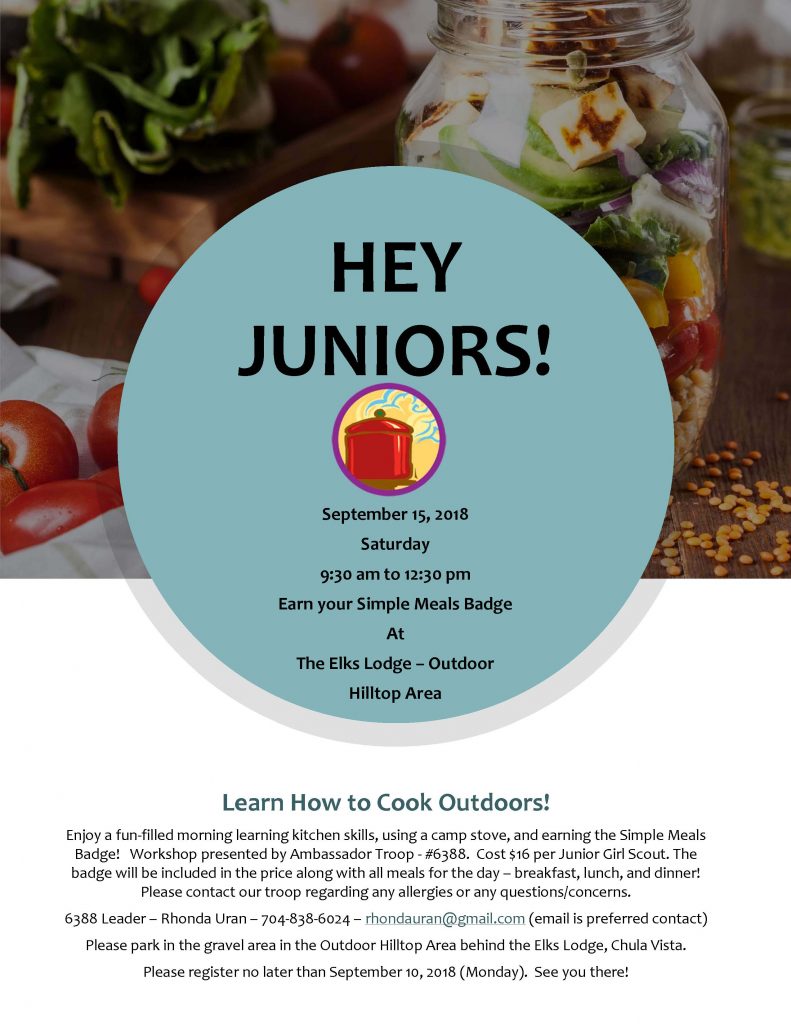 Simple Meals Badge Workshop | Sunny Trails Girl Scout Service Unit