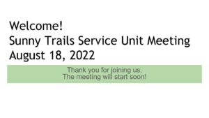 SU Meeting August 2022 | Sunny Trails Girl Scout Service Unit